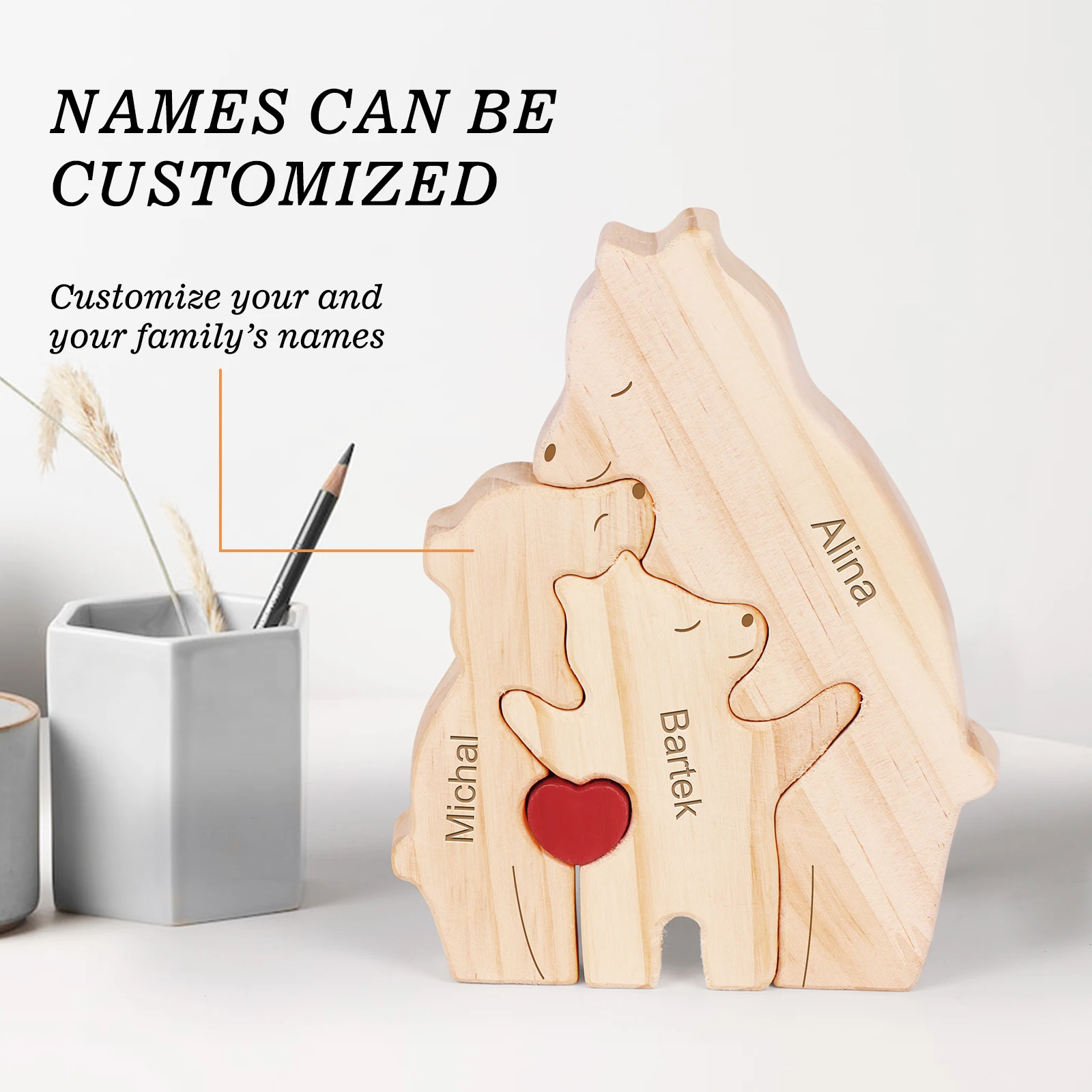 Single-parent-Bear-Family-Name-Personalised-Customized-Wooden-Bear ...