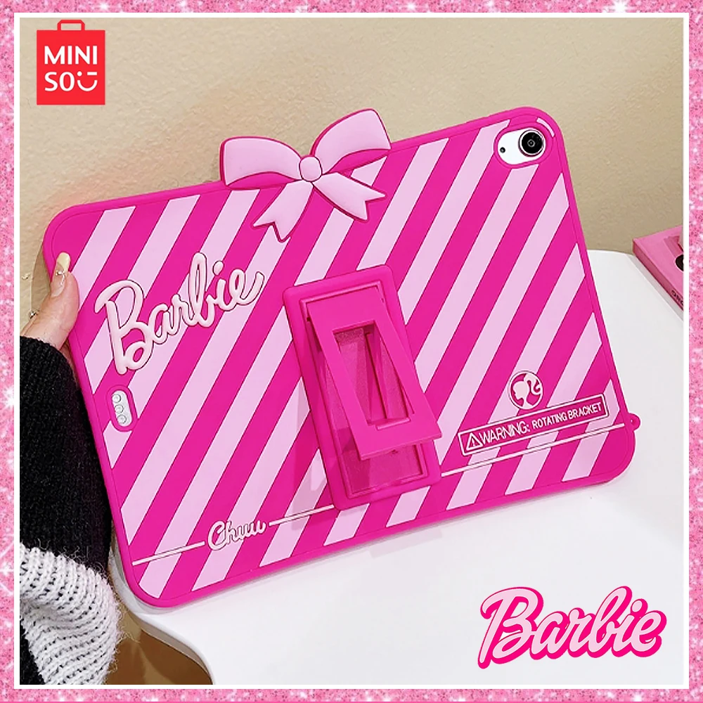 2024Miniso-Barbie-Pink-New-Bowknot-Ipad-pro-air4-5-with-Stand-Silicone ...