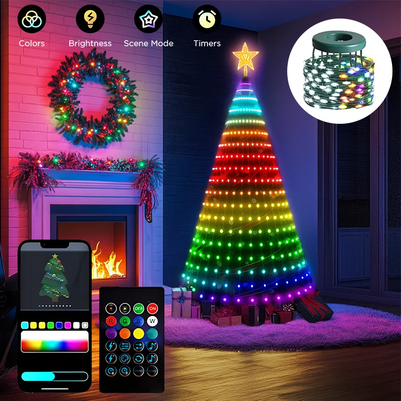2-1M-Christmas-Tree-LED-String-Lights-Garland-Xmas-APP-Bluetooth-DIY ...