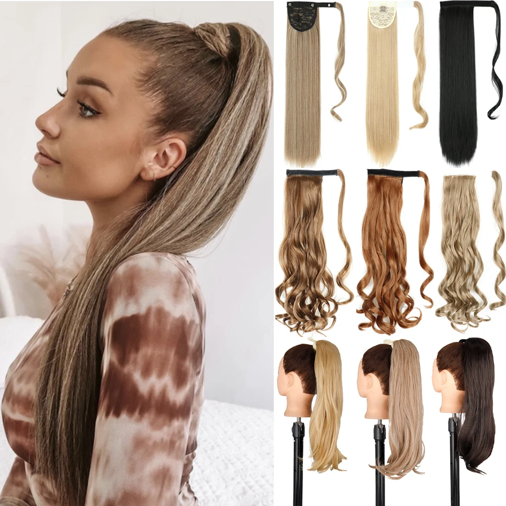 Synthetic Ponytai22inch Long Straight Clip In Hair Tail Nature Fake ...