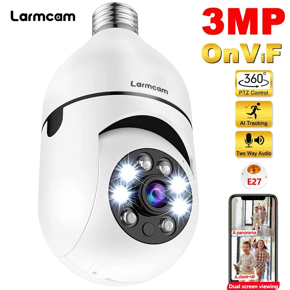 3MP E27 Bulb Camera WiFi Indoor Video Surveillance 1080P Home Security ...