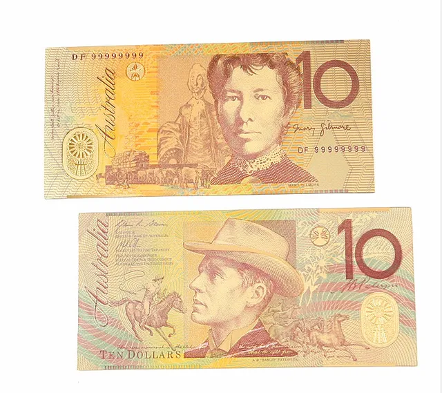 5/10 pcs/set Australia Dollar AUD Gold Banknote Plated Colorful Gold ...