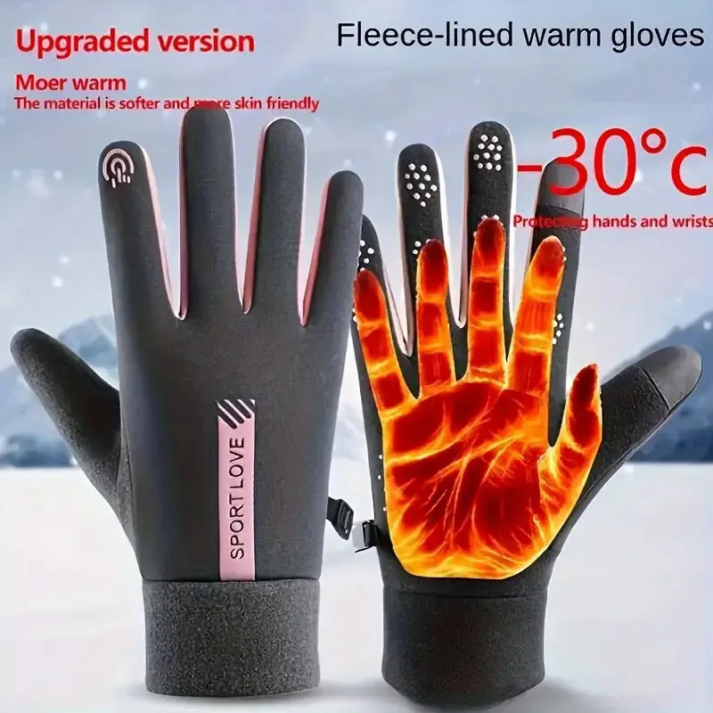 Winter Gloves Women Men Cycling Bike Thermal Fleece Cold Resistance ...
