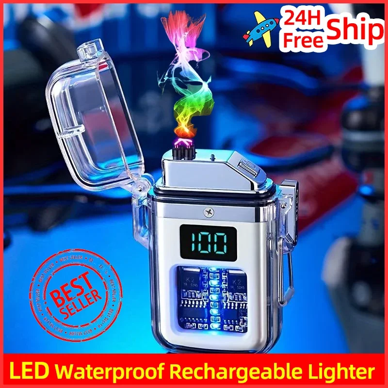 Waterproof-Lighter-LED-USB-Lighter-Type-C-Battery-Display-Rechargeable ...