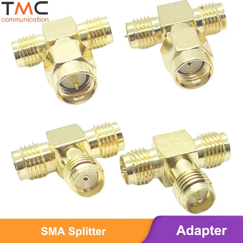 RF Coaxial T Shape Splitter SMA Male Female to Dual RPSMA Female Male ...