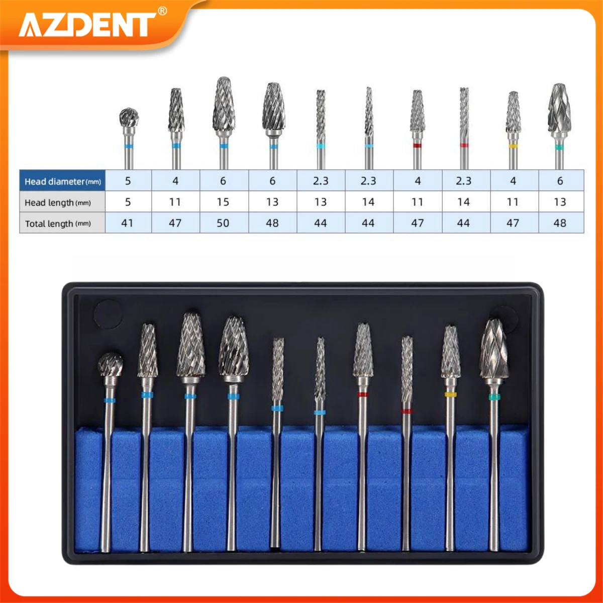 10PCS-Box-AZDENT-Dental-HP-Tungsten-Carbide-Cutter-Kit-Carbide-Burs ...