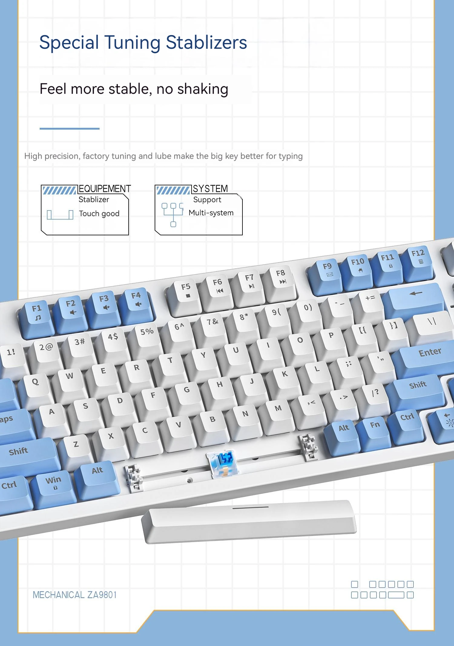 ZIFRIEND ZA981 98-Key RGB Hot-Swap Wired Mechanical Keyboard