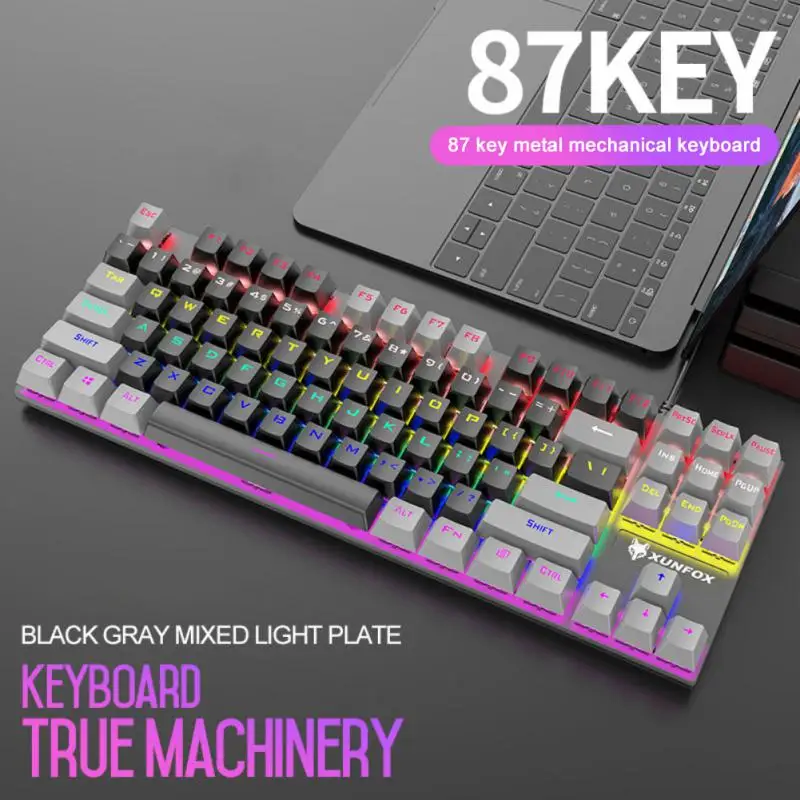 Xunfox-Mechanical-Keyboard-Metal-Cover-87-Keys-RGB-LRD-Light-Colorful ...