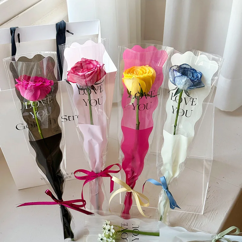 50pcs Transparent Waterproof Single Flower Bag DIY Single Flower ...
