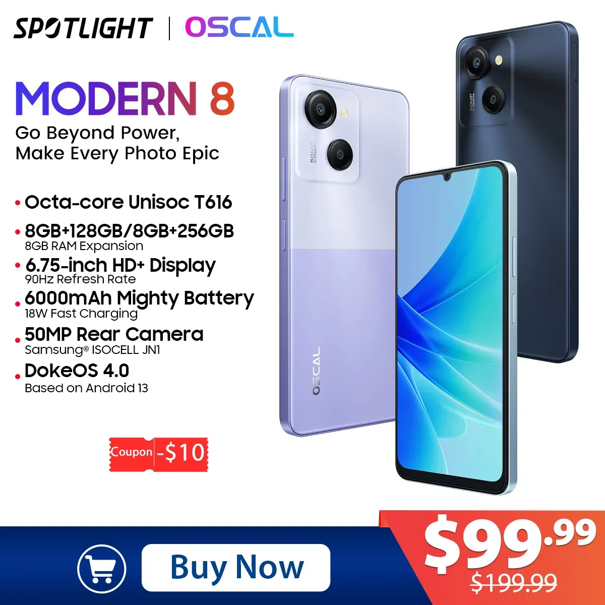 New OSCAL MODERN 8 Smartphone 6.75inch Display Octa Core 128GB/256GB ...