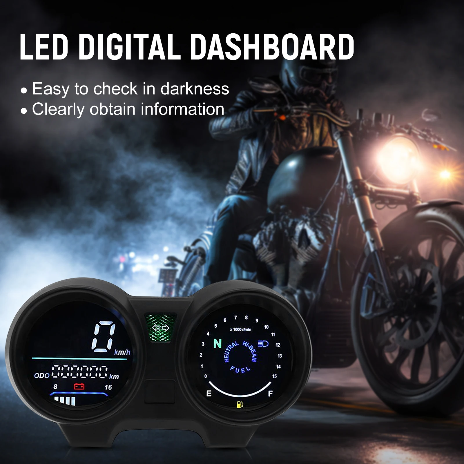 New Universal Motorcycle LED Digital Dashboard Speedometer 150 RPM ...