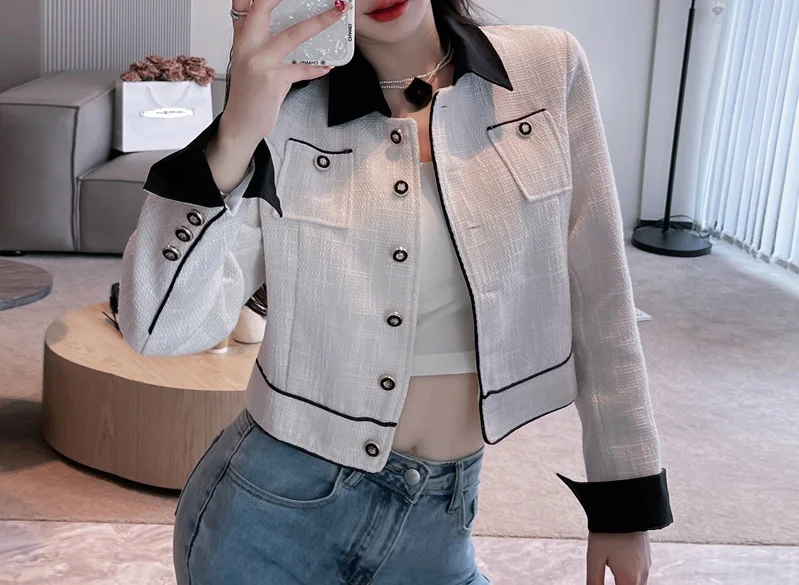 Casaco-fino-curto-vers-til-para-menina-estilo-perfumado-pequeno ...