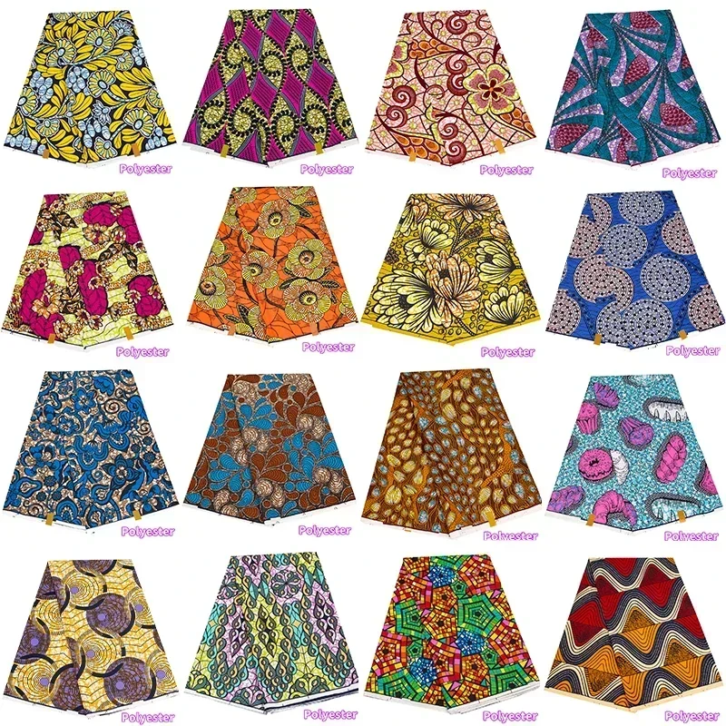 6-Yards-lot-African-Batik-Fabric-Polyester-Material-Women-Sewing ...