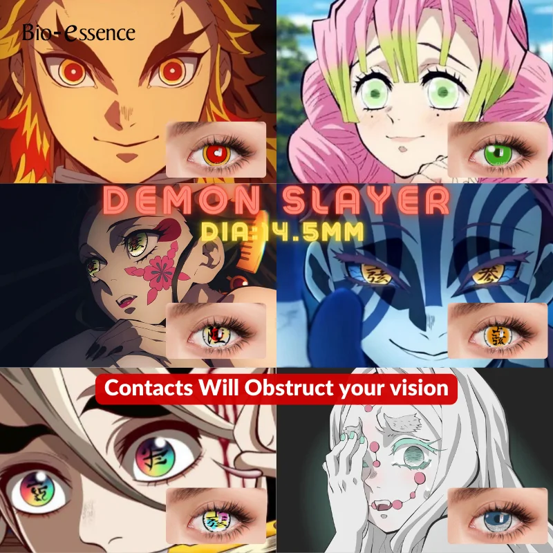 Bio-essence-1Pair-Demon-Slayer-Cosplay-Colored-Contacts-Lens-Yearly-Use ...