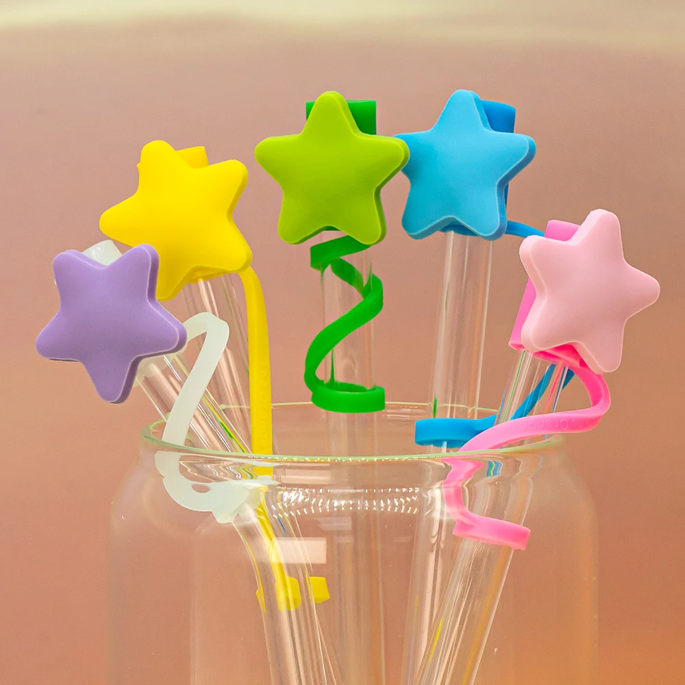 1PCS-Cute-Straw-Topper-5-Color-Star-Reusable-Plastic-Straw-Charms ...