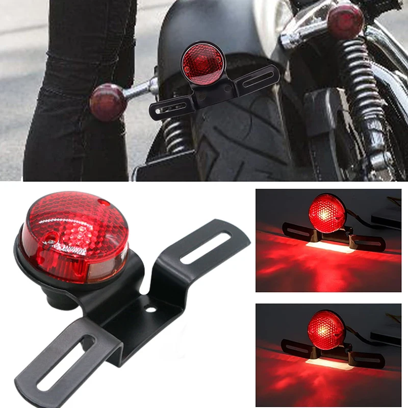 Motorcycle-Tail-Light-With-License-Plate-Bracket-Holder-Retro-Rear-Lamp ...