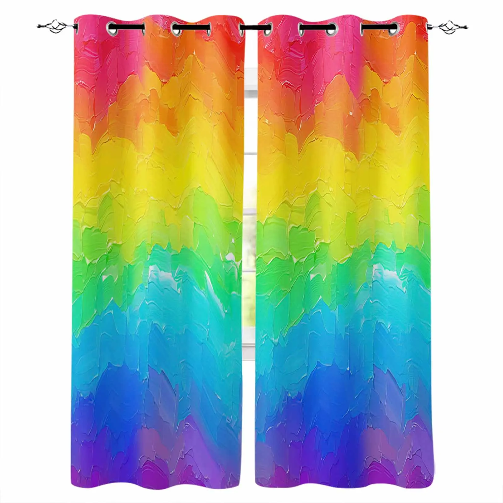 Rainbow-Watercolor-Gradient-Window-Curtains-for-Living-Room-Kitchen ...