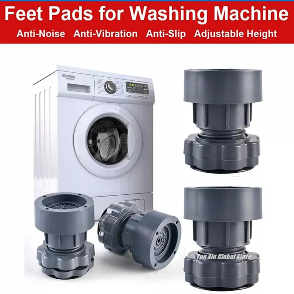 4Pcs Adjustable Height Washing Machine Foot Pad Anti Vibration Mat Anti ...