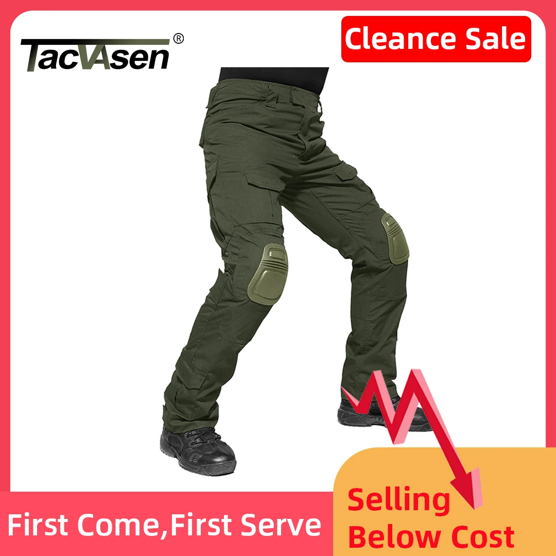 TACVASEN Ripstops Work Pants With Knee Pads Tactical Cargo Pants Police Combat Pants Trousers ...