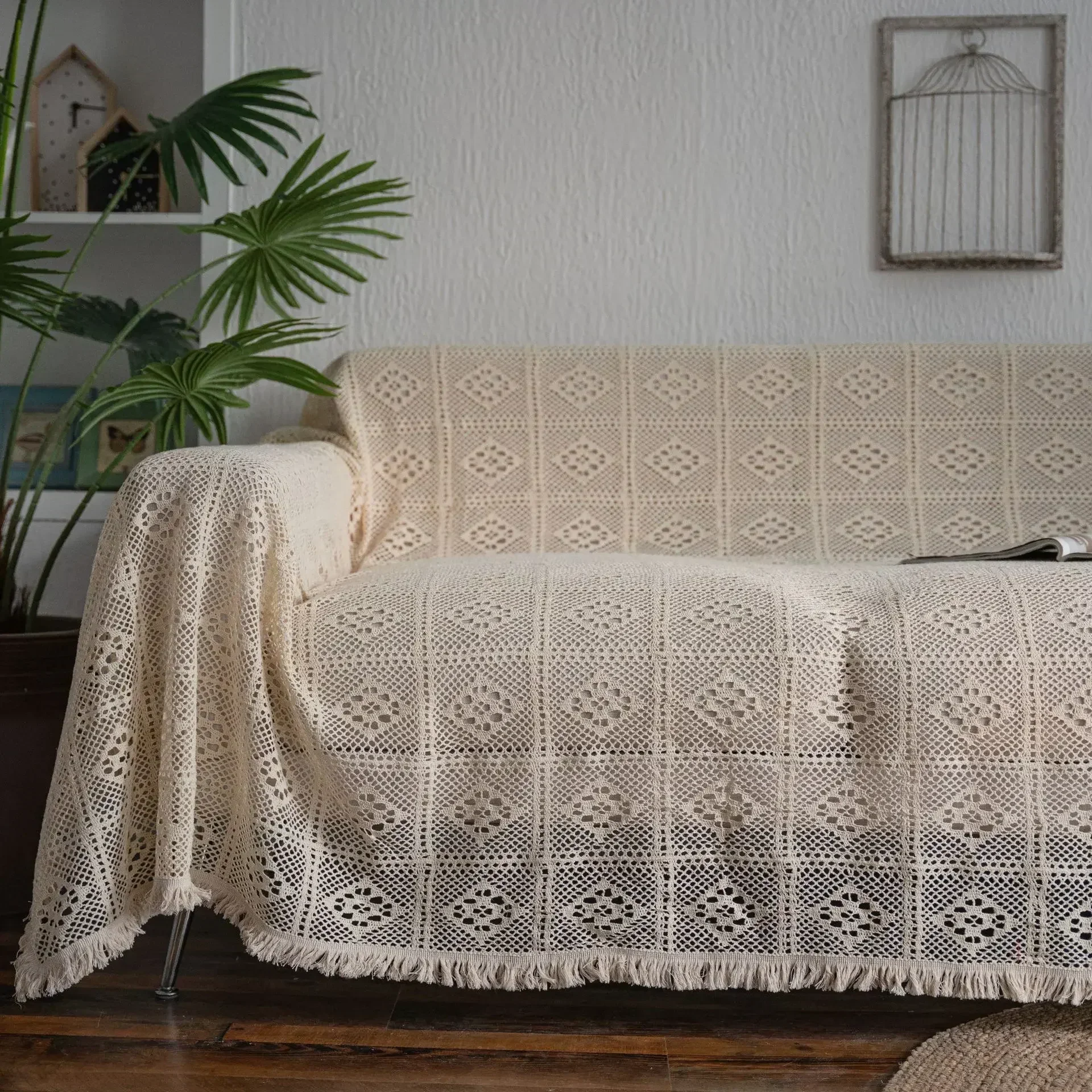 Terylene-Beige-Crochet-Retro-French-Hollowed-out-Lace-Sofa-Set-Picnic ...