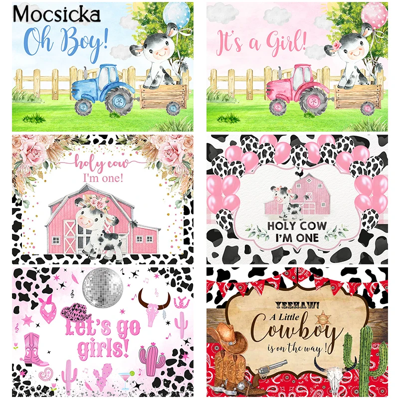 Cowboy Birthday Decoration Girl | Birthday Cow Background Photos - Baby ...