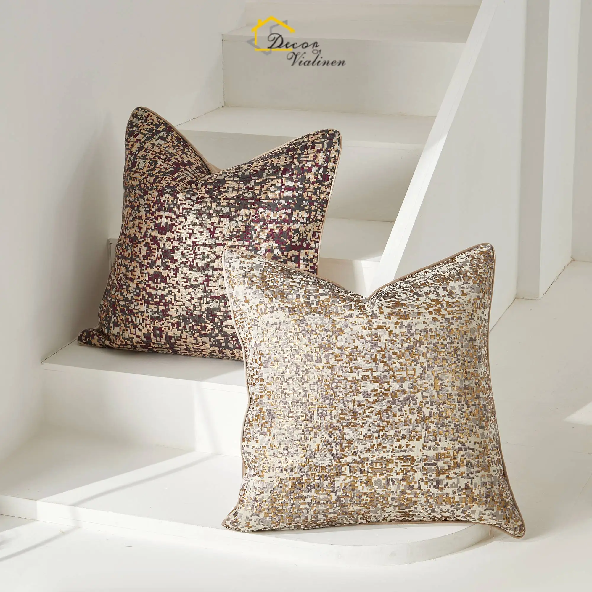 1pc Gold & Purple Royal Pillow Cover - Arabic Palace Embroidery ...