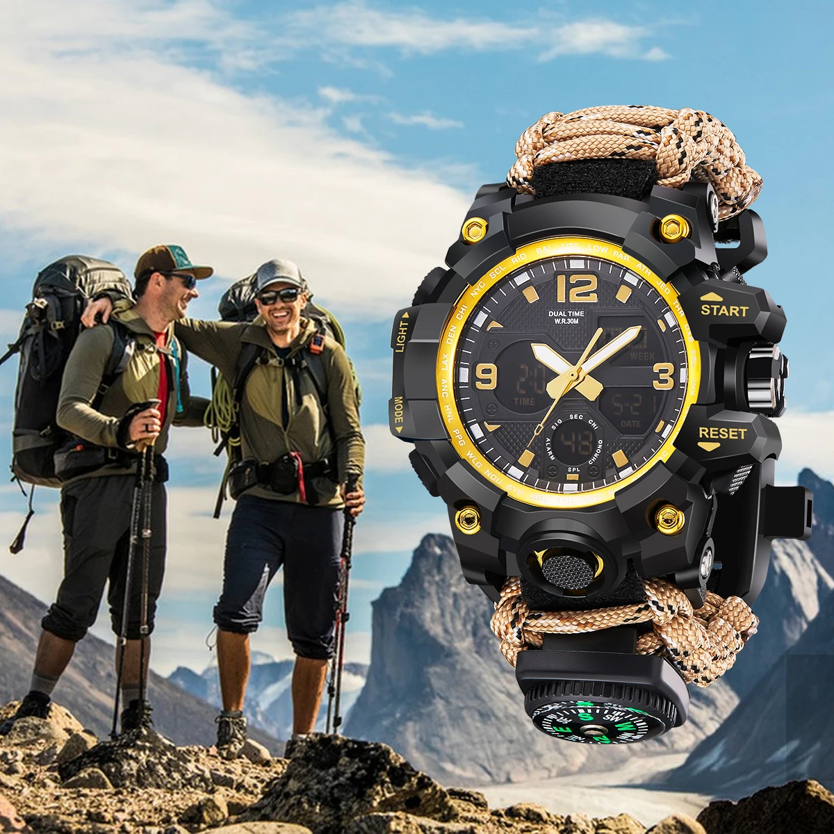 Outdoor-multifunctional-waterproof-umbrella-rope-watch-camping-and ...