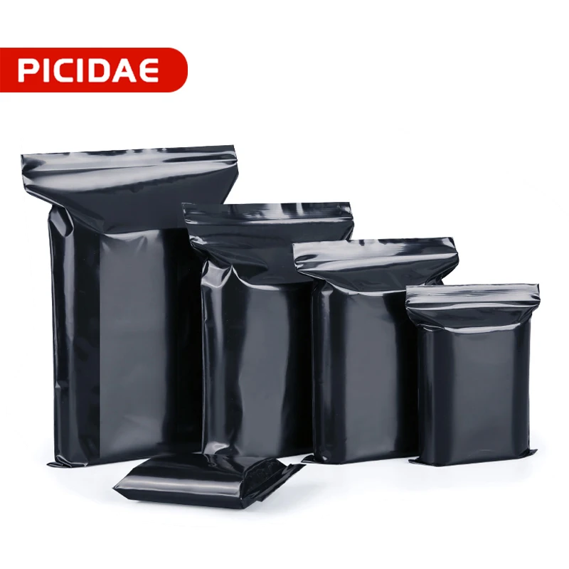 Black-Ziplock-Bag-PE-Opaque-Waterproof-Dustproof-Lightproof-Zipper-Lock ...