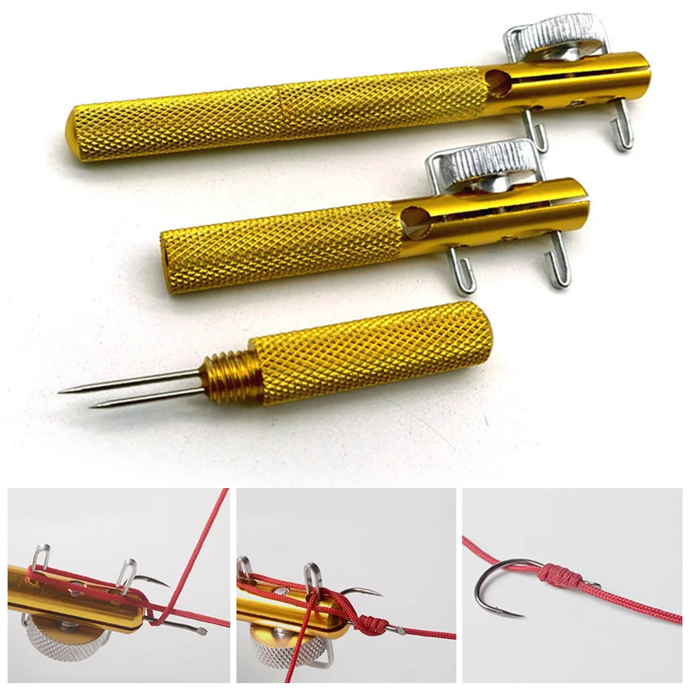 new Full Metal Fishing Hook Knotting Tool Tie Loop Making Device Hooks ...
