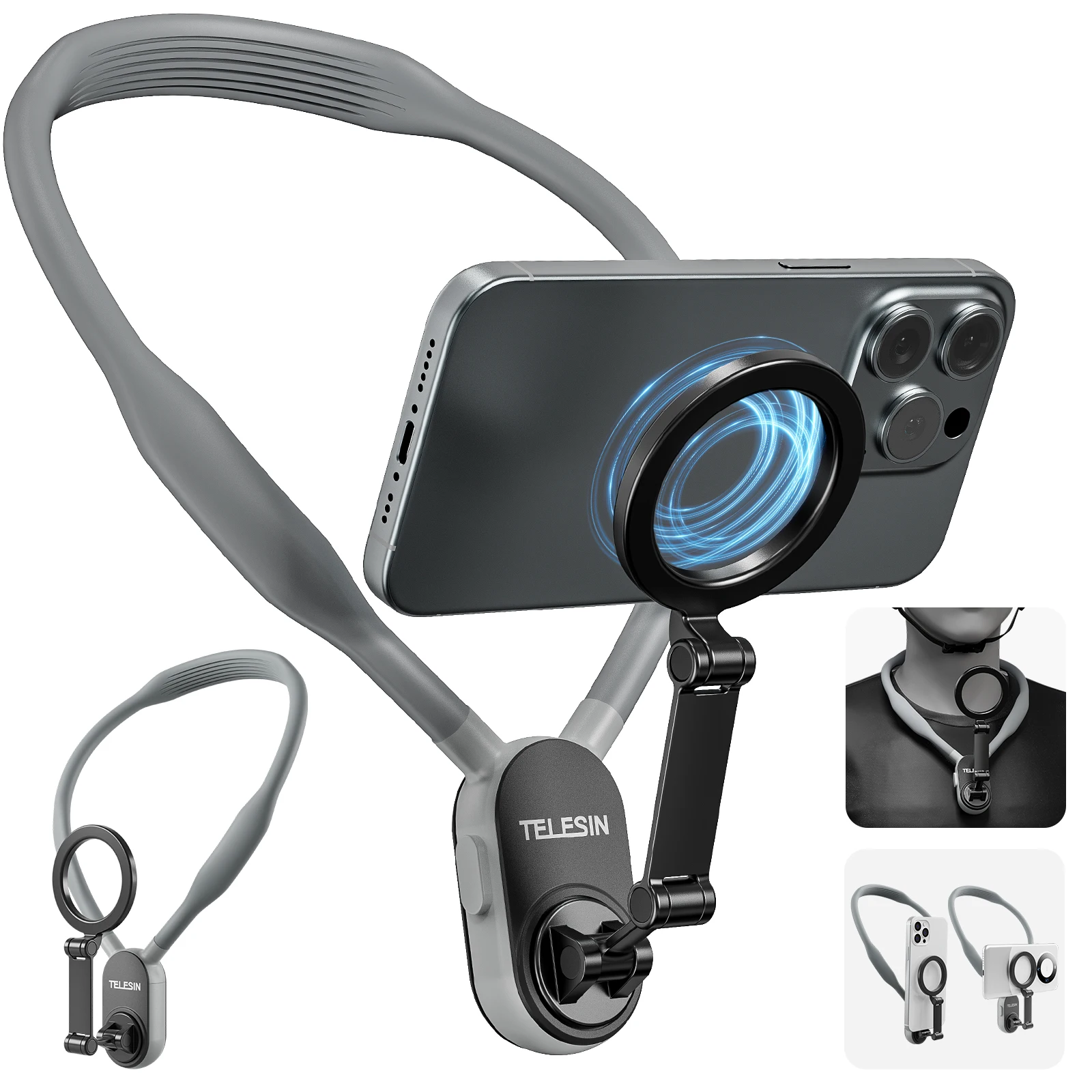 TELESIN-Magnetic-Neck-Holder-Mount-Necklace-POV-for-Mobile-Phones ...