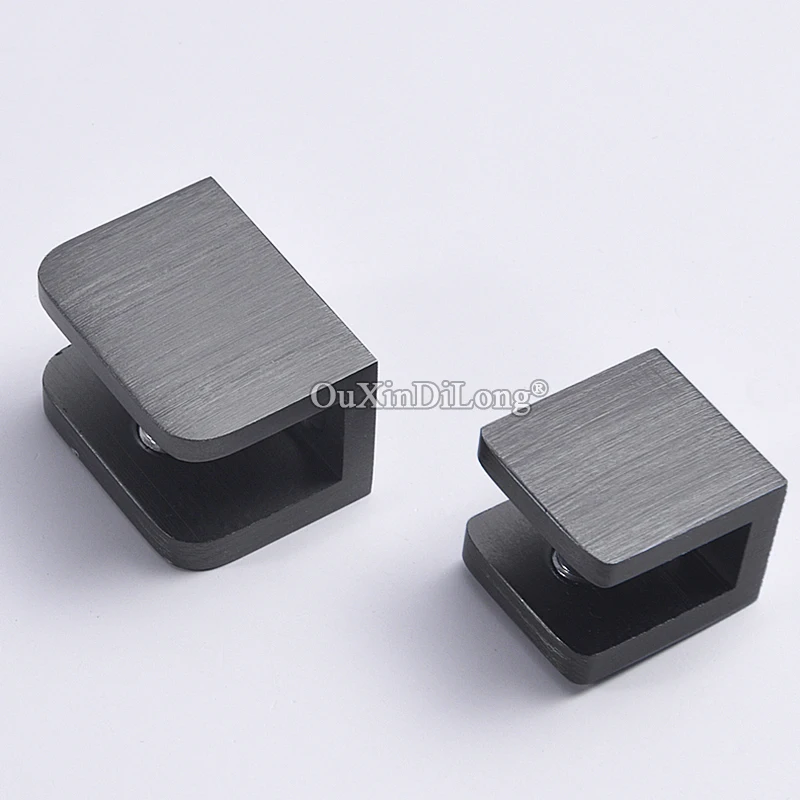 Brushed Black 8PCS Brass Glass Clamps Shower Shelves Holder Support ...