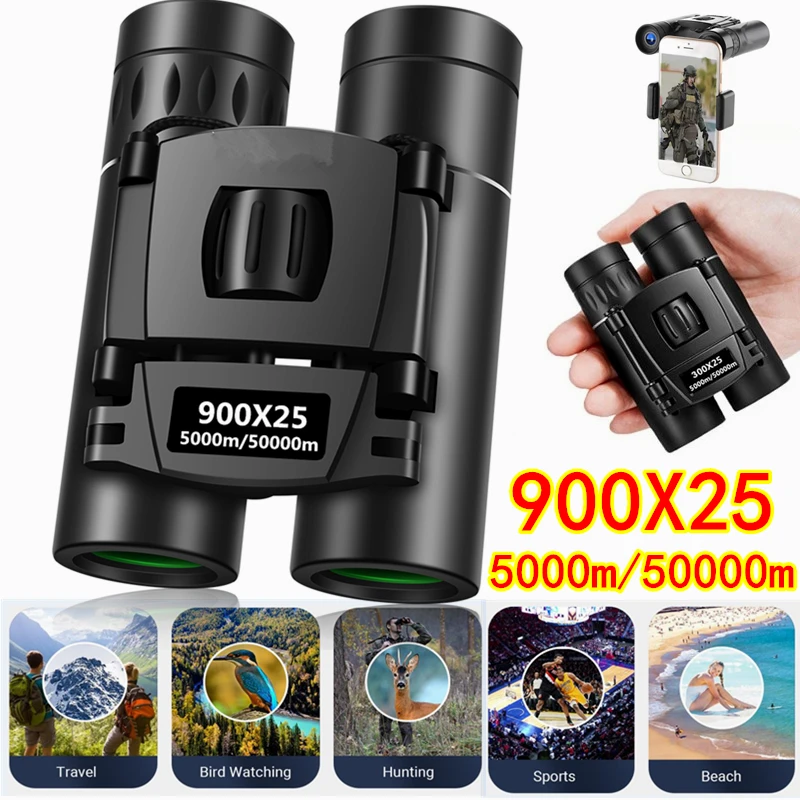 Binoculars 900X25 10X HD Powerful Long Range Folding Mini Telescope ...