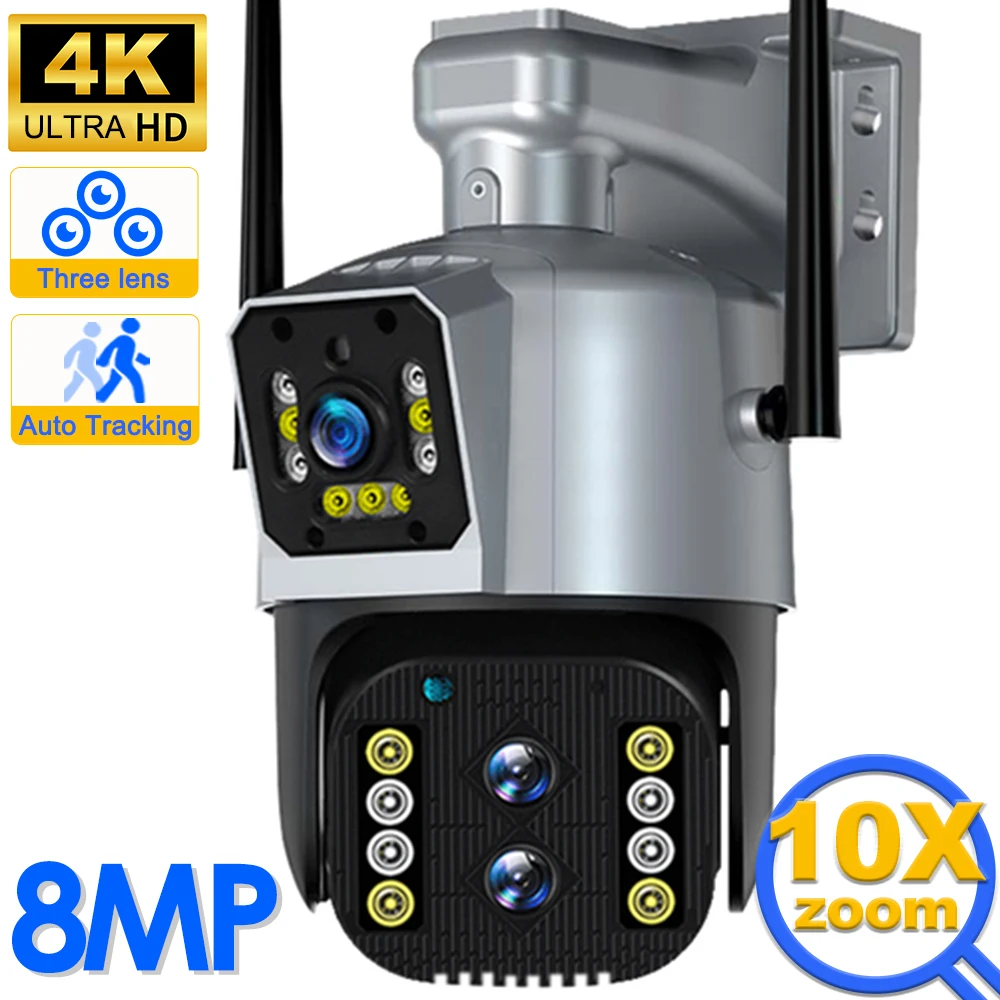 4K-8MP-WiFi-Camera-Outdoor-PTZ-Three-Lens-Dual-Screen-10X-Zoom-Auto ...