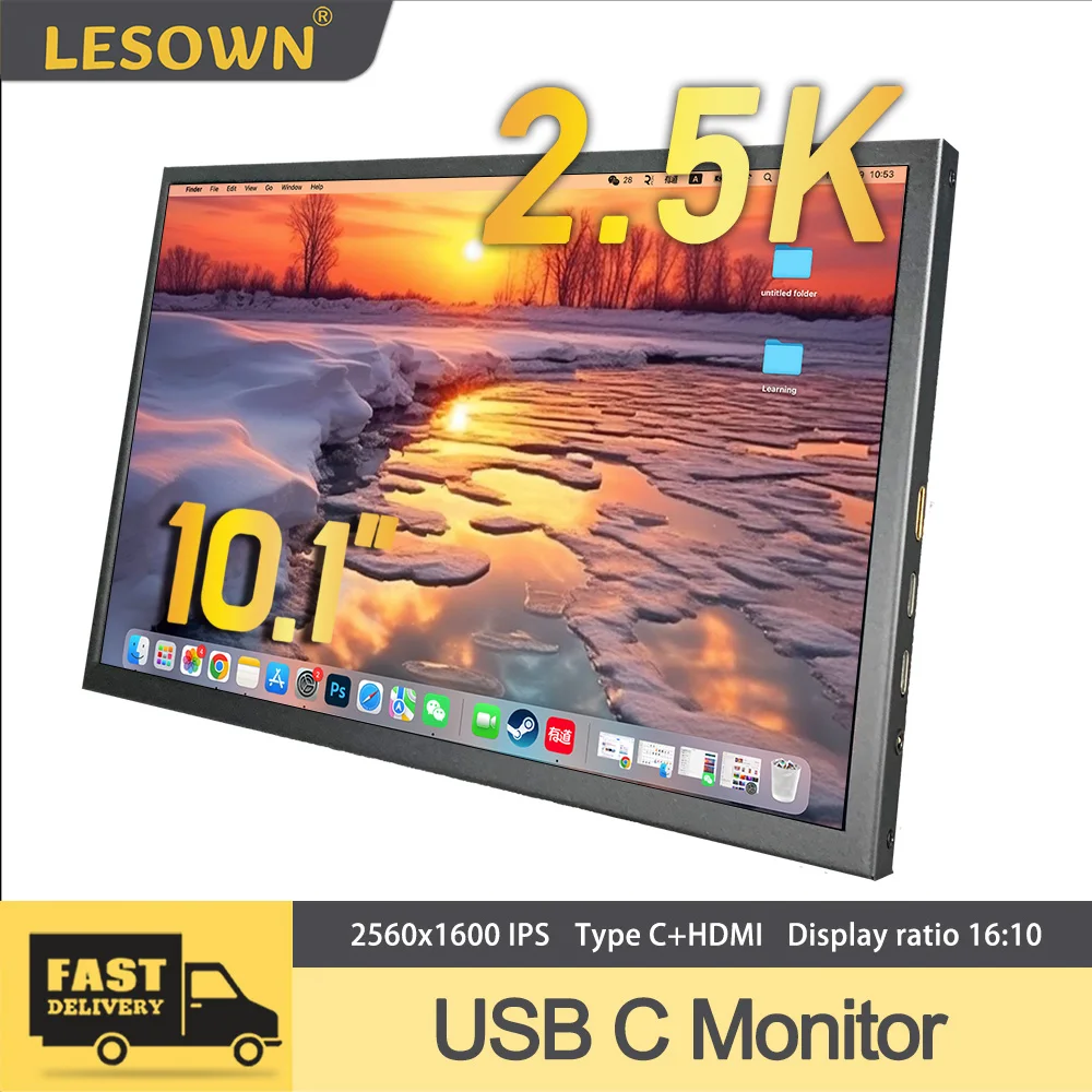 LESOWN-USB-C-2-5K-Monitor-10inch-Touch-Screen-2560x1600-Small-Size ...