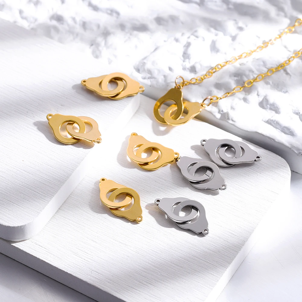 5Pcs-Lot-Stainless-Steel-Handcuff-Pendant-Double-Hole-Necklace-Bracelet ...