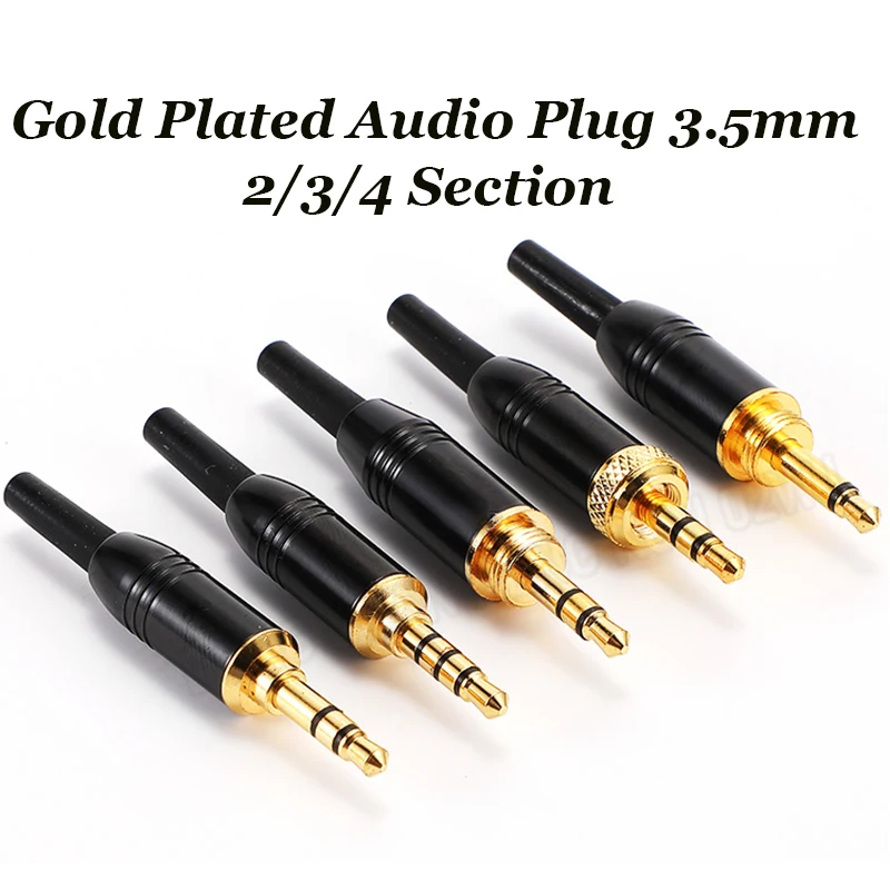 Gold-Plated-Audio-Plug-2-3-4-Section-3-5mm-Stereo-Headphone-Plug-With ...