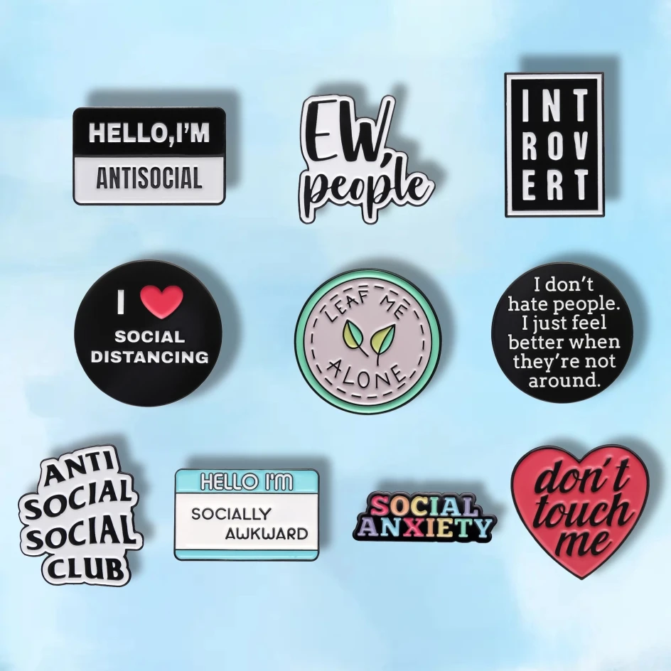 Anti-social-Introverts-Enamel-Pins-Custom-Social-Anxiety-Brooches-Lapel ...