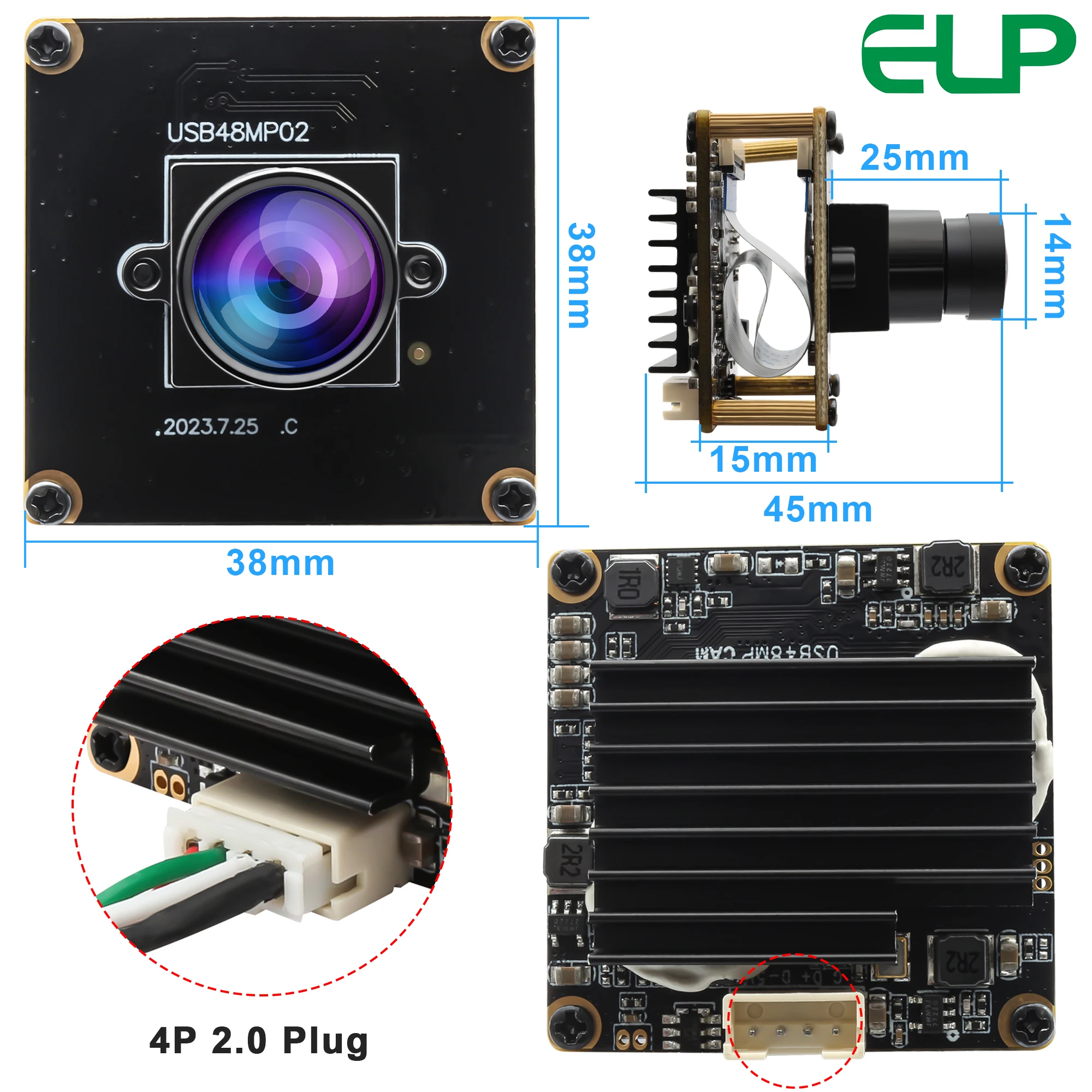 ELP 48mp USB Camera Module 30fps for Computer Wide Angle PC Camera Mini ...