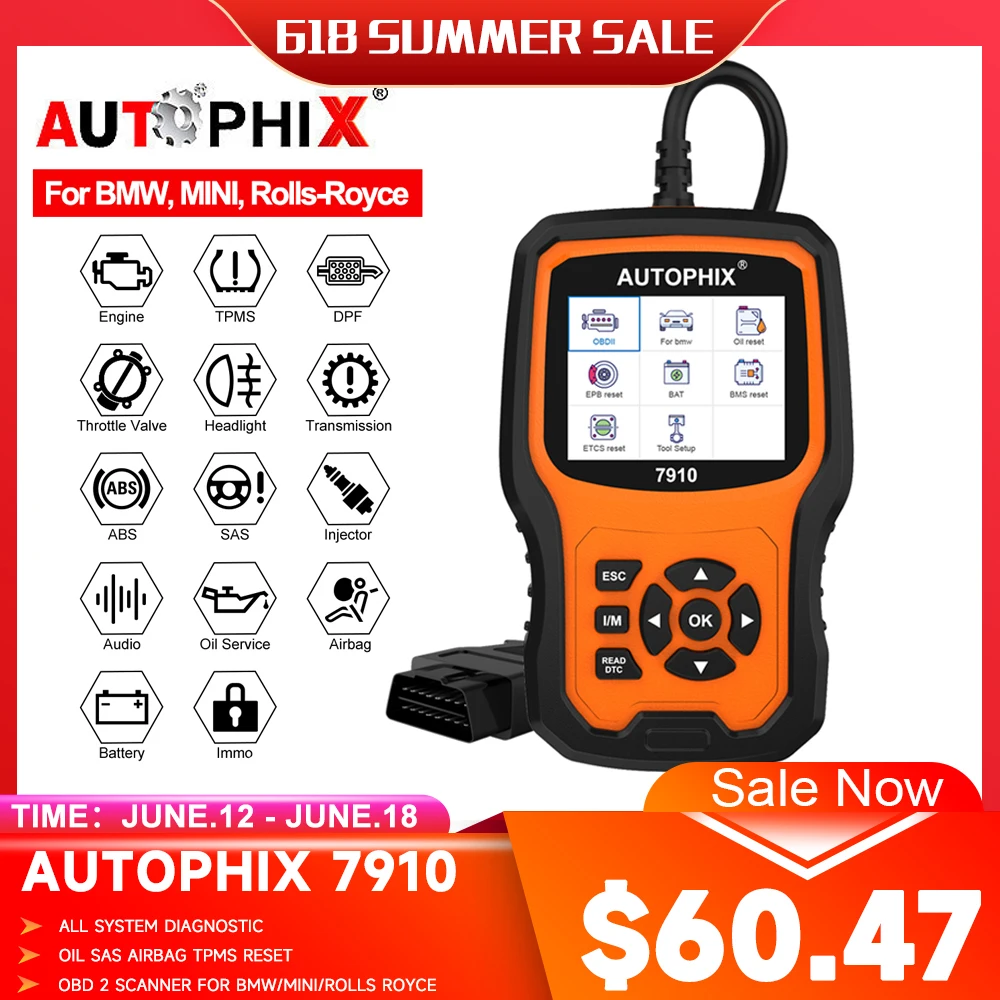 Autophix 7910 Car Diagnostic Tools For Bmw Mini Obd2 Scanner Oil Sas ...