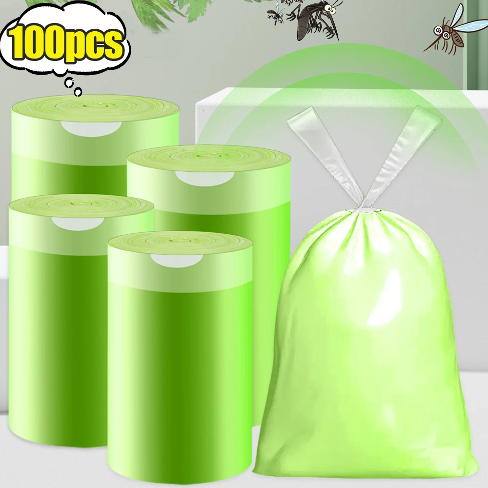 30-100pcs-Drawstring-Thickened-Garbage-Bag-Plastic-Anti-mosquito ...