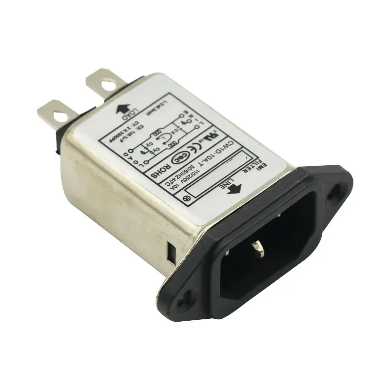 1x-AC115V-250V-10A-50-60Hz-IEC-Socket-Panel-Mount-Power-Line-EMI-RFI ...