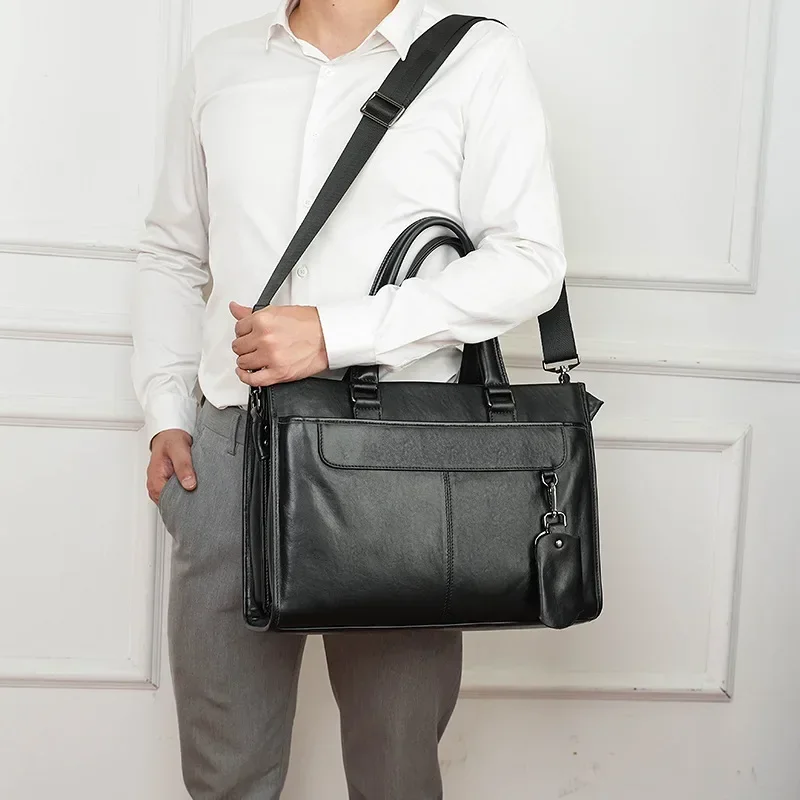 Simple-Style-Genuine-Leather-Men-s-Briefcases-First-Layer-Cowhide ...