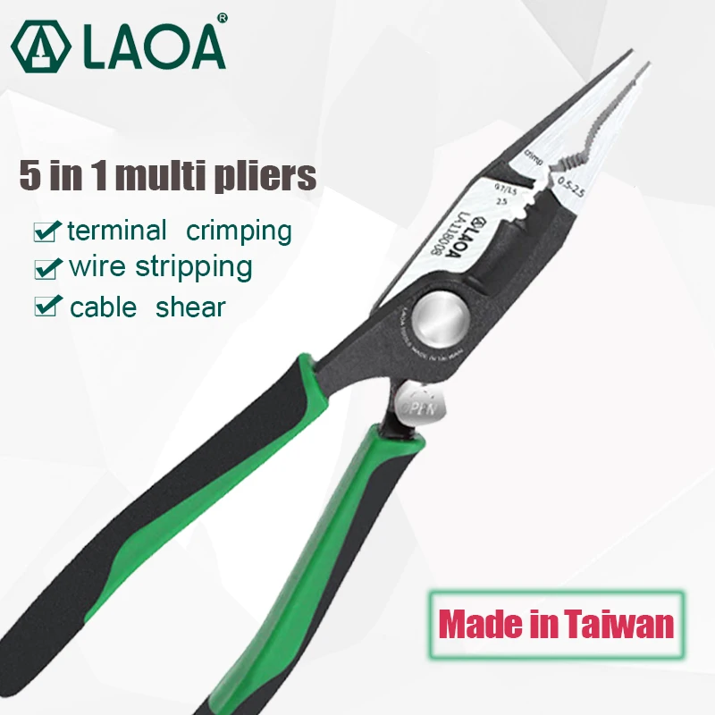 LAOA 8inch Electrician Long Nose Pliers Nippers Cable Wire Stripper ...