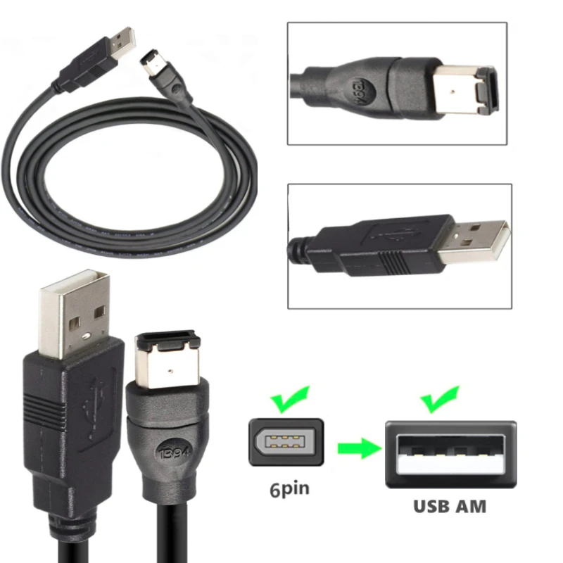 Usb-1394-Cable-Line-IEEE400-Firewire-6Pin-1394-USB-Cord-Wire-For-Sound ...