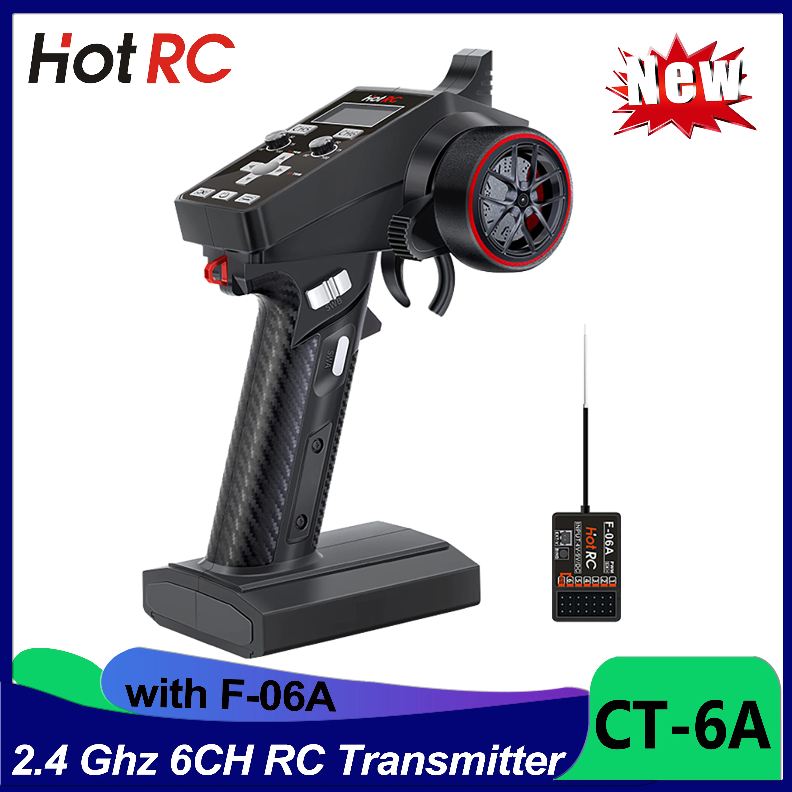 NEWEST HOTRC CT-6A 2.4GHz 6CH 6 Channels One-handed Control Radio ...