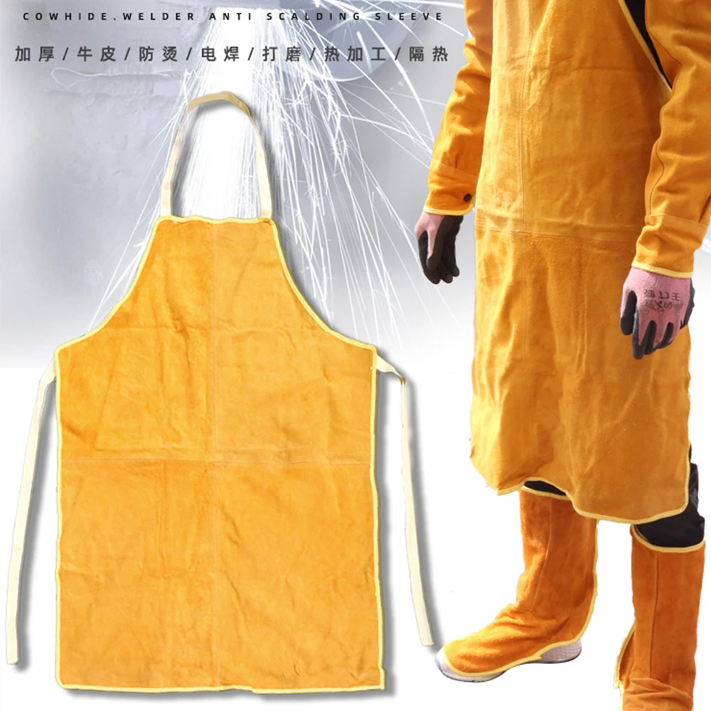 Professional-Welding-Apron-Leather-Cowhide-Welder-Anti-scalding-Protect ...