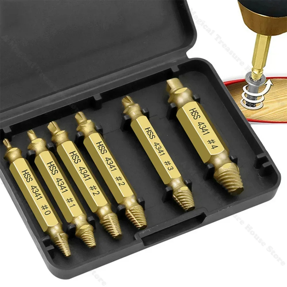 6cps-Set-HSS-Drill-Bit-Set-Broken-Head-Screw-Removal-Tool-Bolt-Screw ...