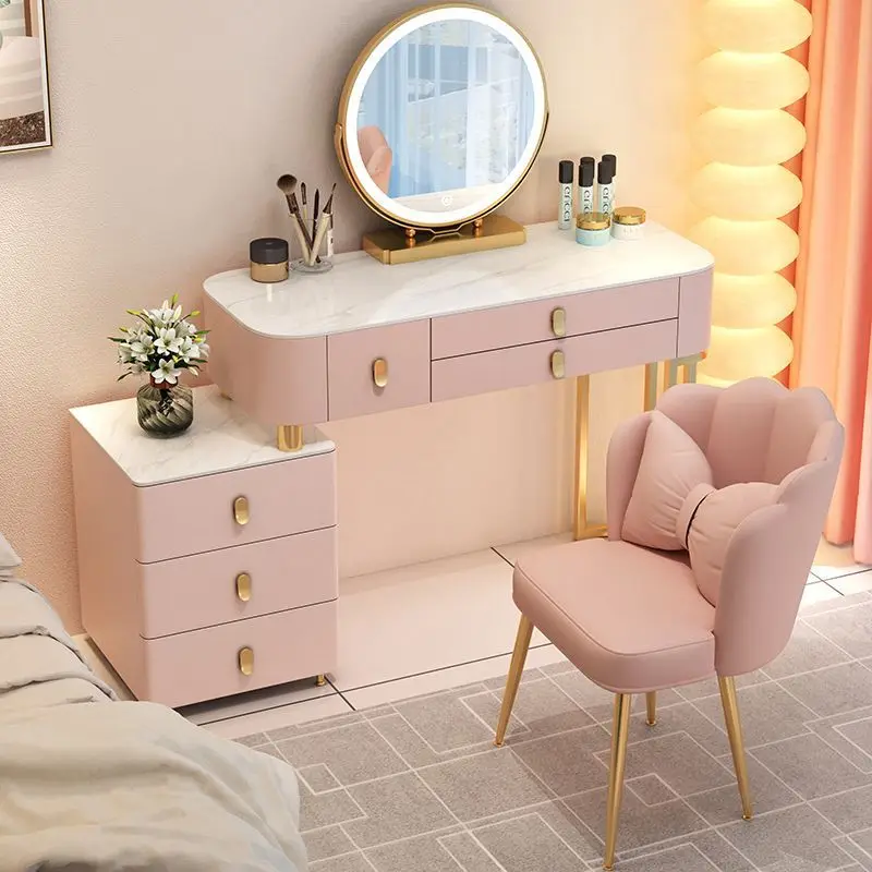 Luxury-Pink-Dressing-Table-Vanity-Mirror-Storage-Drawers-Desk-Mirror ...