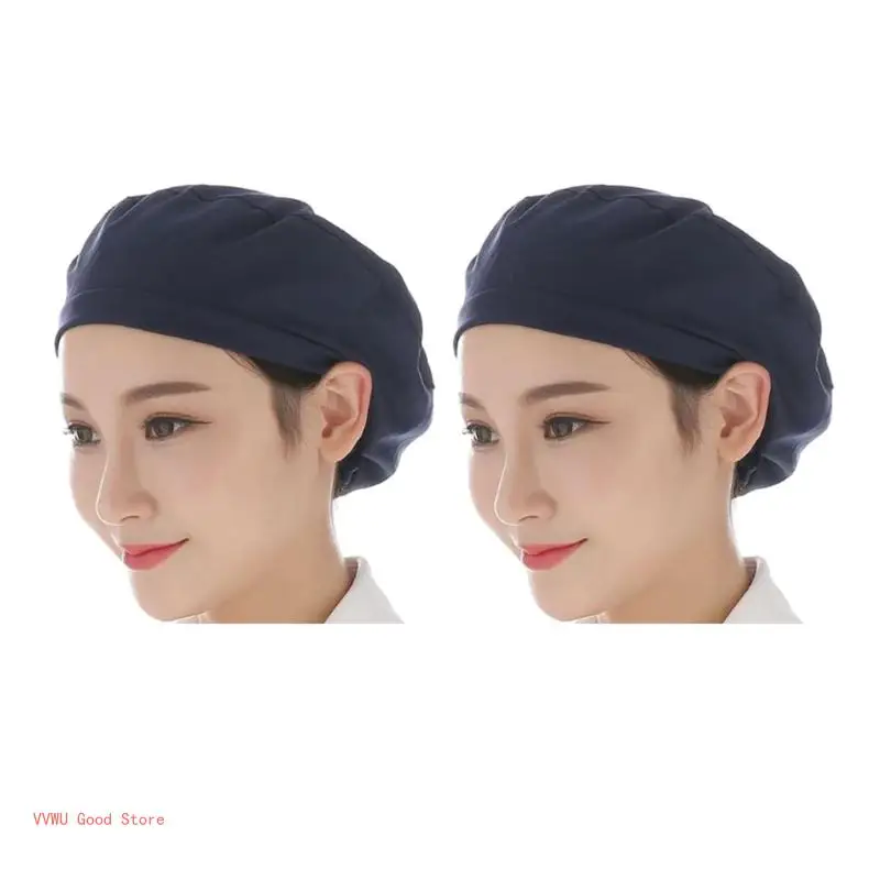 2PCS-Bouffant-Caps-Service-Dustproof-Hair-Head-Cover-Solid-Color-Chef ...