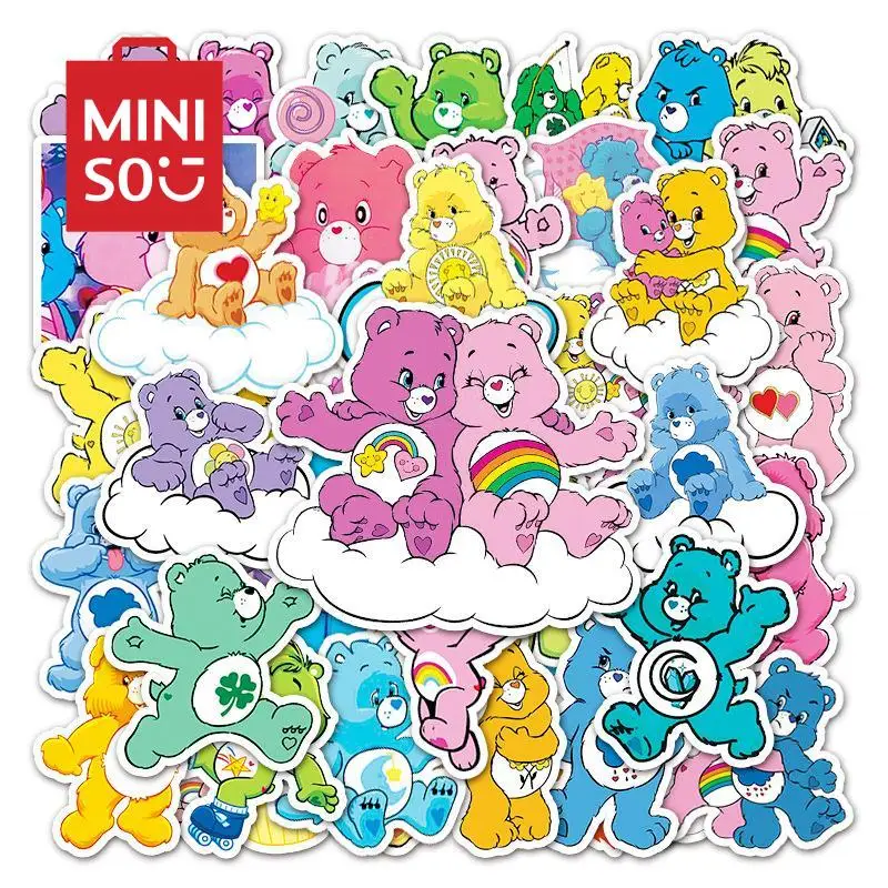 50Pcs-Anime-Miniso-Care-Bears-Stickers-Cartoon-Animation-Seven-Colors ...